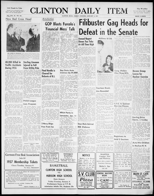 Clinton Daily Item. January 04, 1957 - Digital Commonwealth