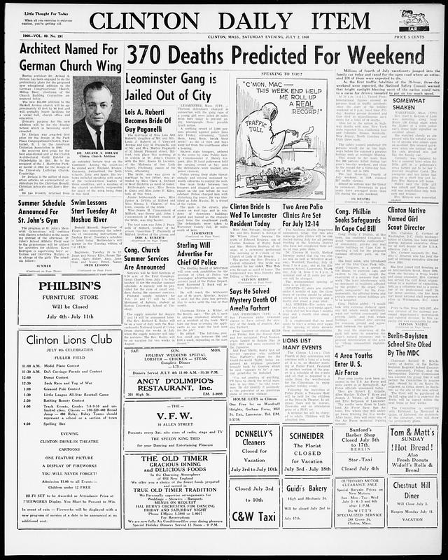 Clinton Daily Item. July 02, 1960 - Digital Commonwealth
