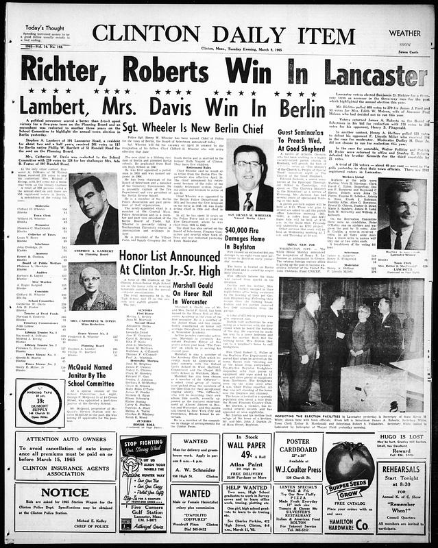 Clinton Daily Item. March 09, 1965 - Digital Commonwealth