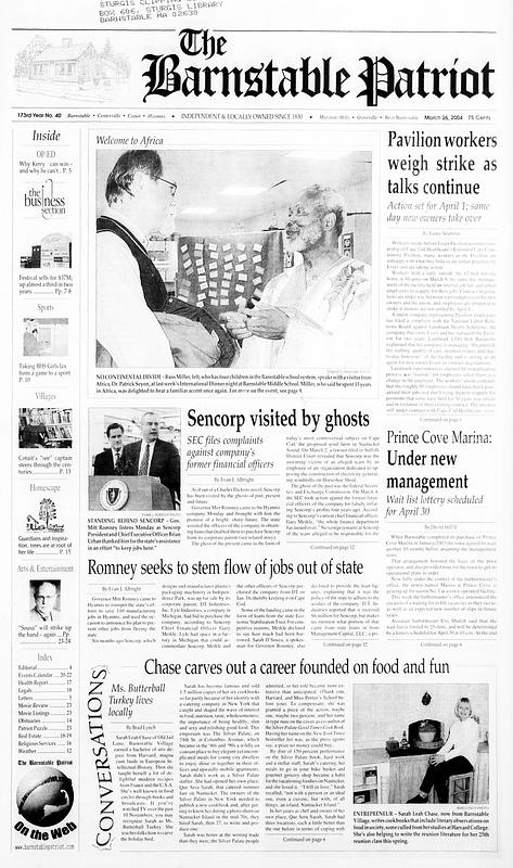 Barnstable Patriot. March 26, 2004 - Digital Commonwealth