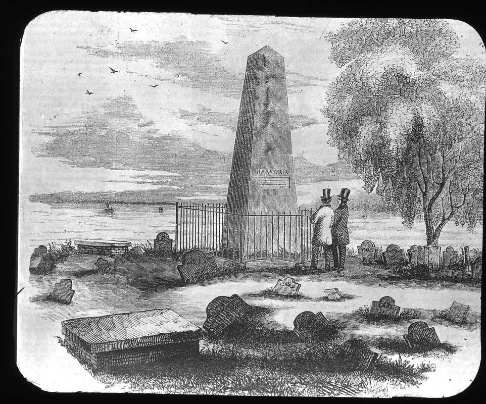 Harvard monument on Burial Hill - Digital Commonwealth