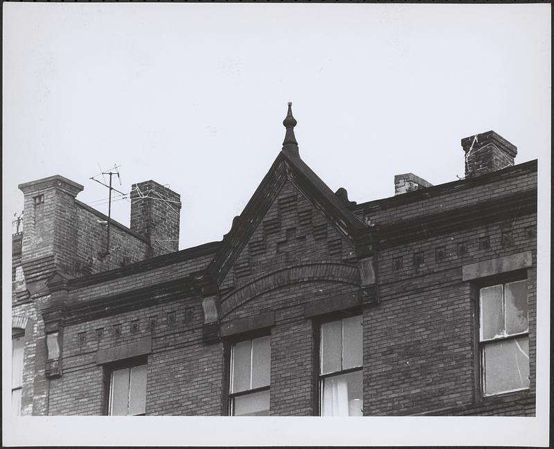 Brick building facade with false gable, Boston - Digital Commonwealth