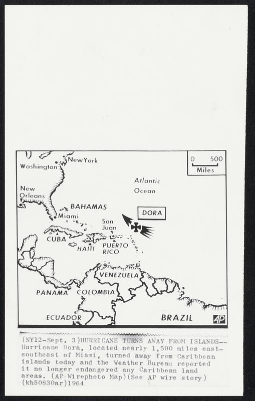 Hurricane Turns Away from Islands--Hurricane Dora, located nearly 1,500 ...