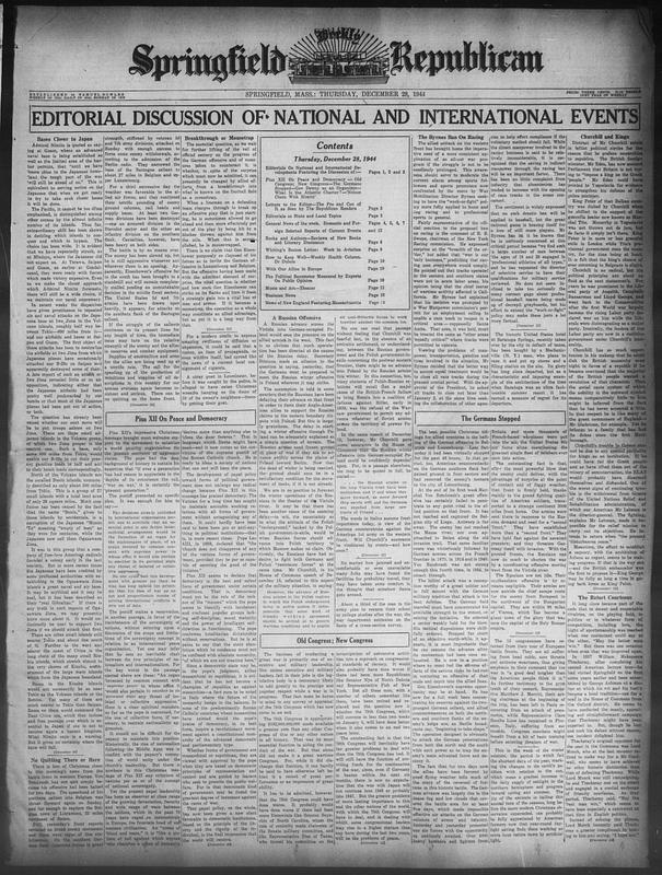Springfield Weekly Republican. December 28, 1944 - Digital Commonwealth