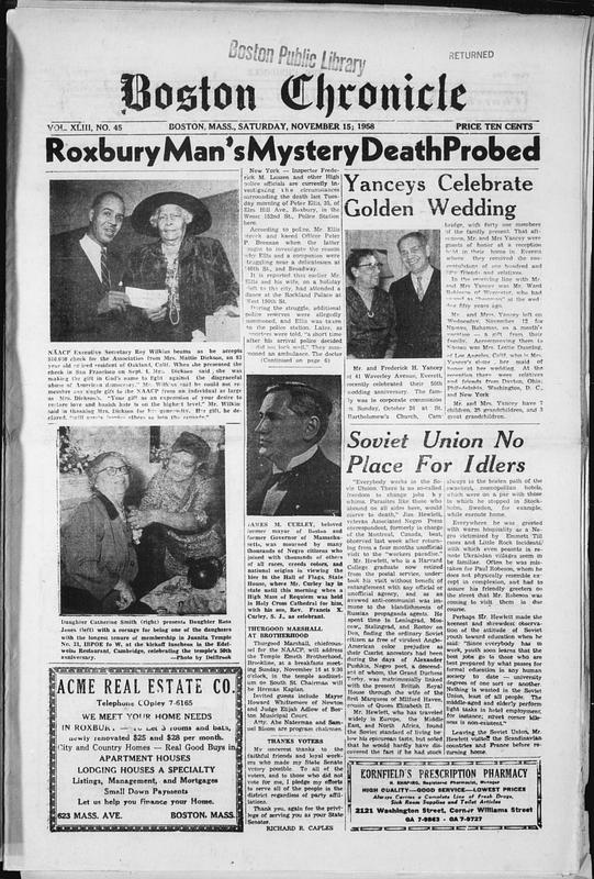Boston Chronicle. November 15, 1958 - Digital Commonwealth