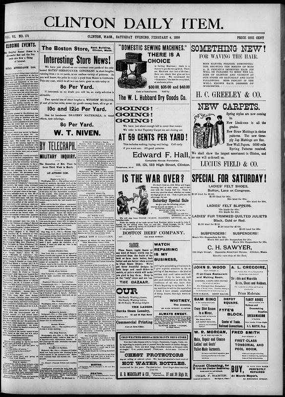 Clinton Daily Item. February 04, 1899 - Digital Commonwealth