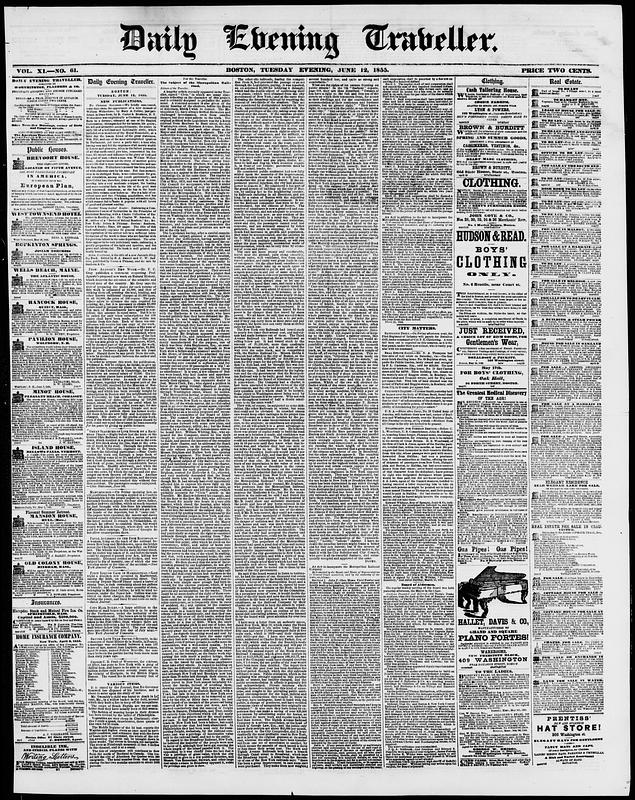 Daily Evening Traveller. June 12, 1855 - Digital Commonwealth