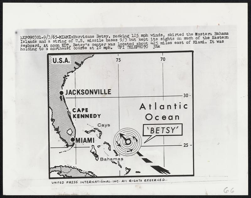 Hurricane Betsy, packing 125 mph winds, skirted the eastern Bahama ...