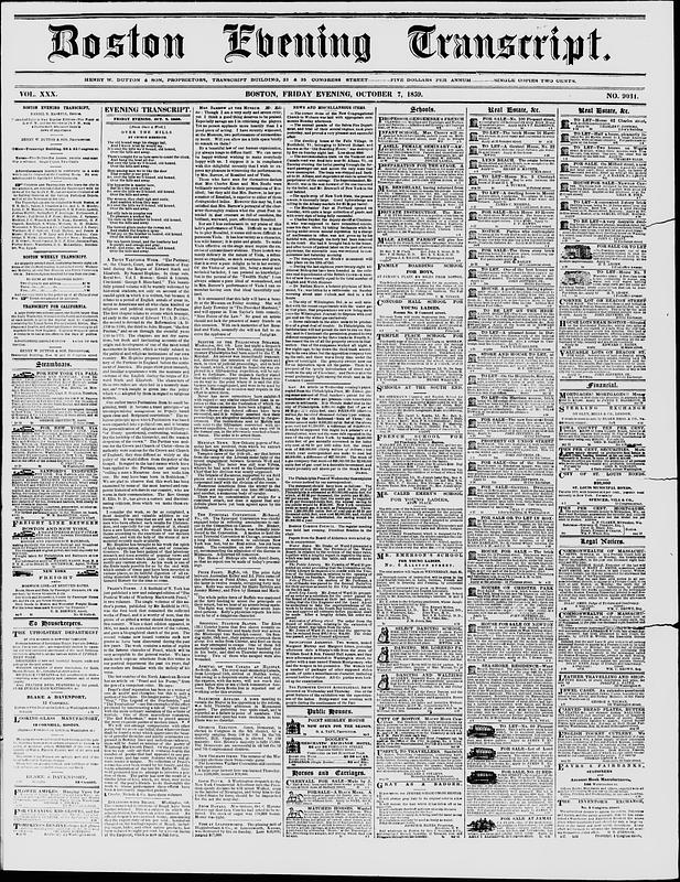 Boston Evening Transcript. October 07, 1859 - Digital Commonwealth