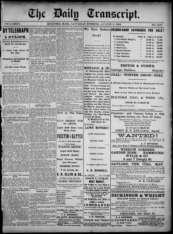 The Daily Transcript. August 03, 1889 - Digital Commonwealth