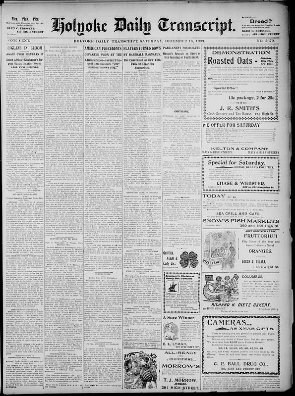 The Holyoke Daily Transcript. December 15, 1900 - Digital Commonwealth
