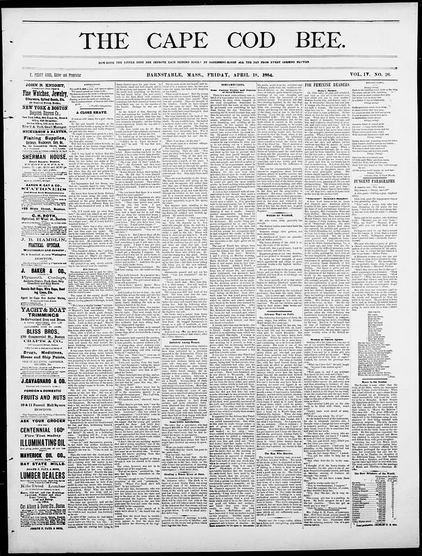 The Cape Cod Bee. April 18, 1884 - Digital Commonwealth