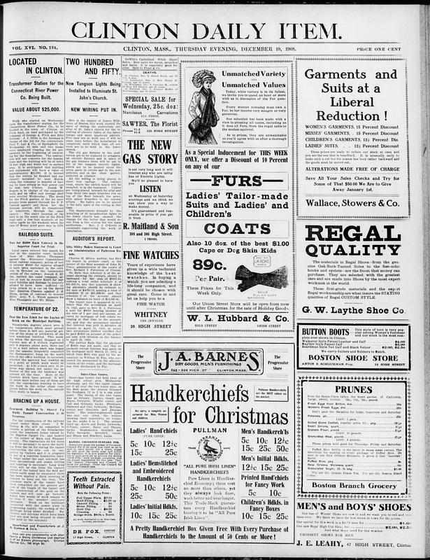 Clinton Daily Item. December 10, 1908 - Digital Commonwealth