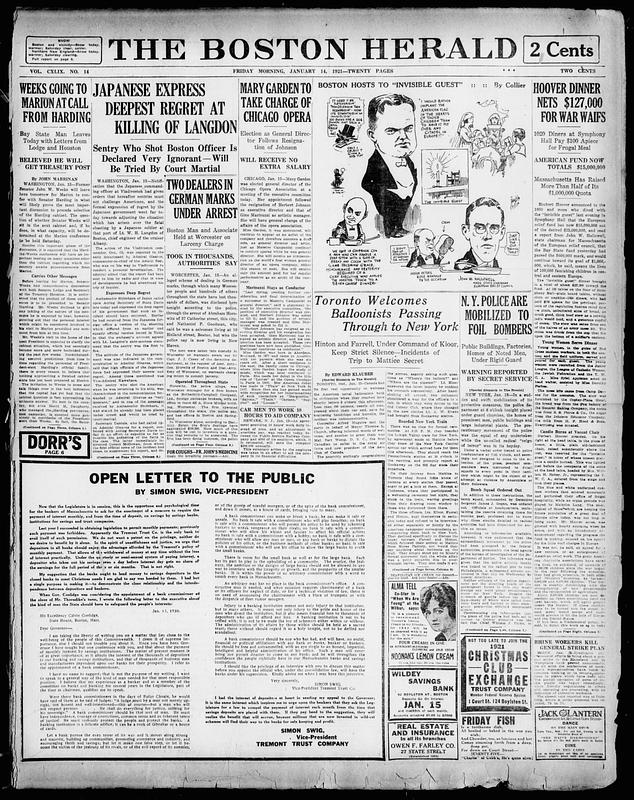 Boston Herald. January 14, 1921 - Digital Commonwealth