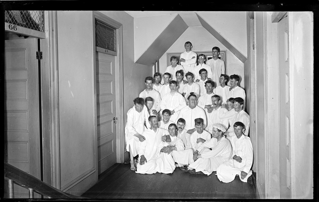 Male Normal School students in dorm hallway - Digital Commonwealth
