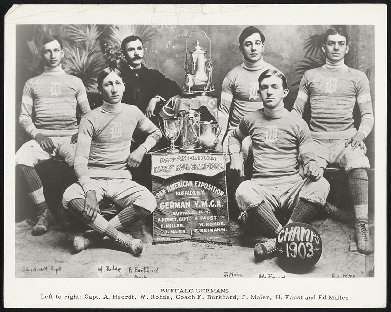 Buffalo Germans Left to right- Capt. Al Heerdt, W. Rohde, Coach F ...