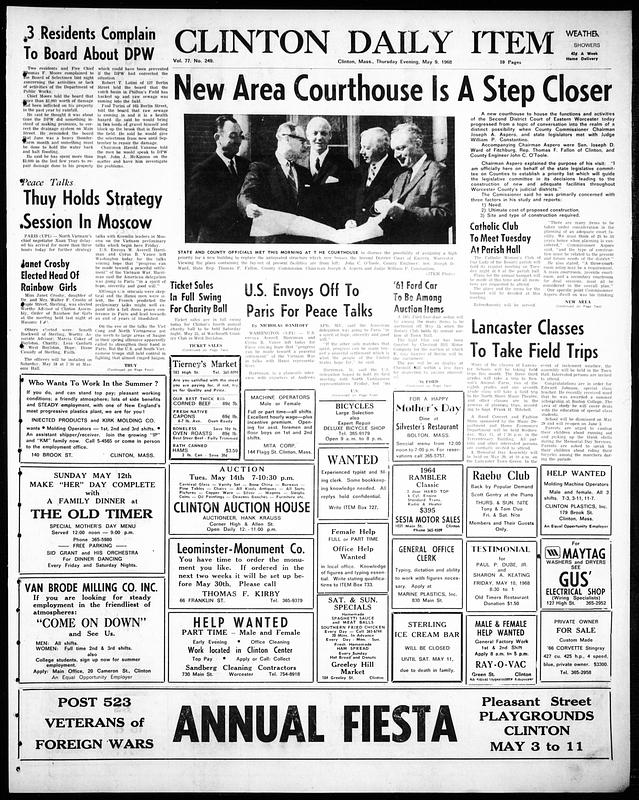 Clinton Daily Item. May 09, 1968 - Digital Commonwealth