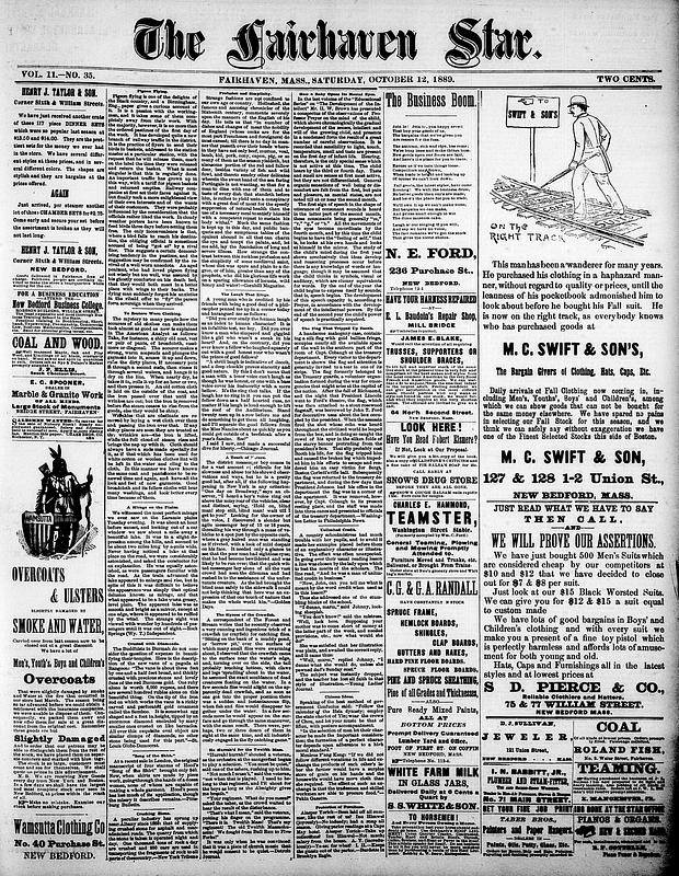 The Fairhaven Star. October 12, 1889 - Digital Commonwealth