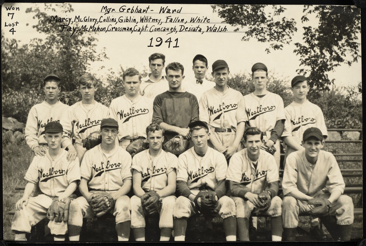 Photograph [realia], 1941 baseball team - Digital Commonwealth