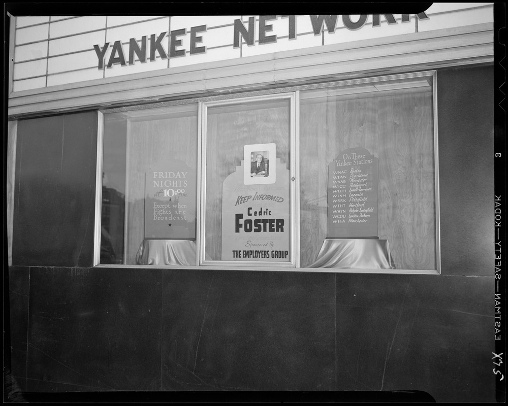 Window display for Cedric Foster on WNAC sponsored by The Employers ...