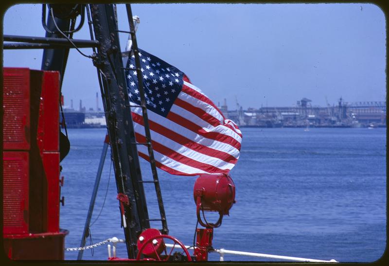 American flag on a boat - Digital Commonwealth