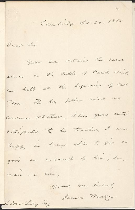 Letter from James Walker to Zadoc Long, August 20, 1855 - Digital ...