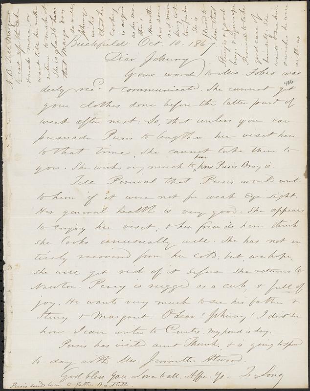 Letter from Zadoc Long to John D. Long, October 10, 1867 - Digital ...