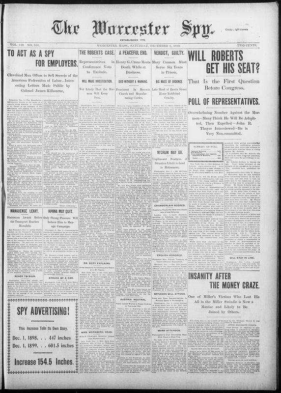 The Worcester Spy. December 02, 1899 - Digital Commonwealth