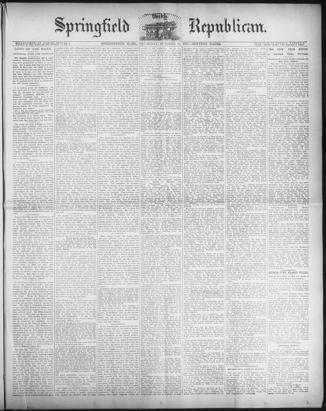 Springfield Weekly Republican. October 10, 1912 - Digital Commonwealth