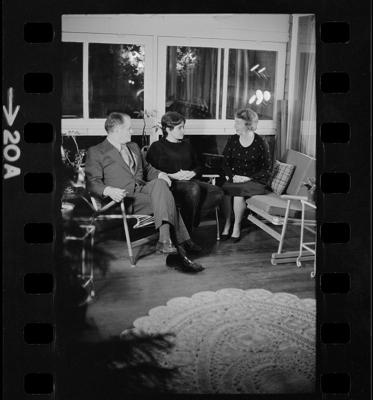 Robert, Lea, and Florence Pearson seated on patio - Digital Commonwealth