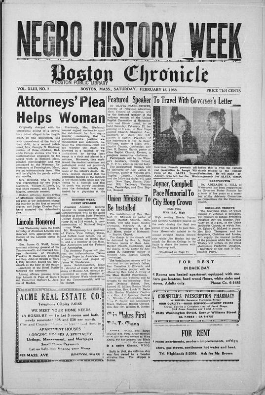 Boston Chronicle. February 15, 1958 - Digital Commonwealth