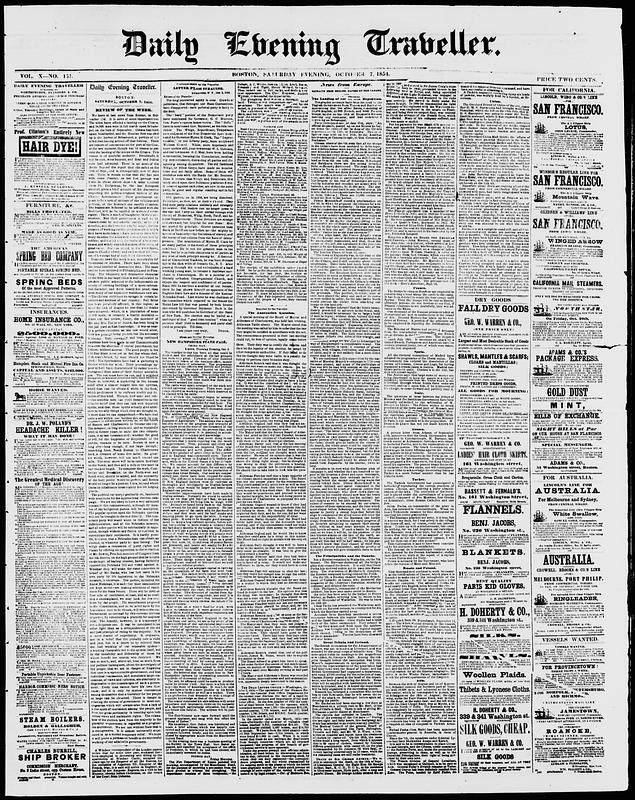 Daily Evening Traveller. October 07, 1854 - Digital Commonwealth