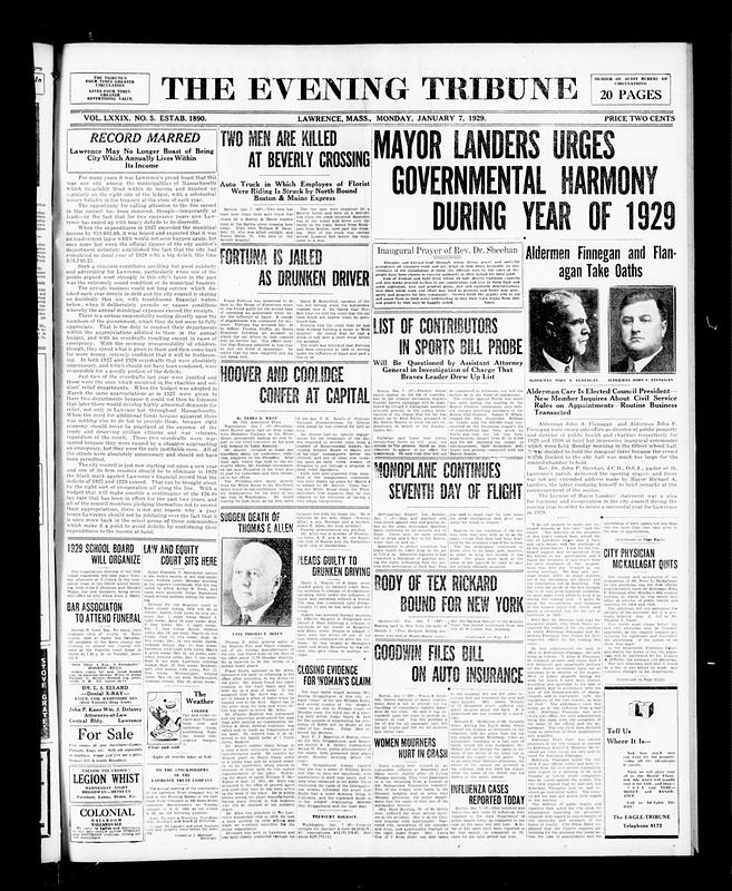 The Evening Tribune. January 07, 1929 - Digital Commonwealth