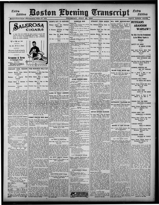 Boston Evening Transcript. July 29, 1915 - Digital Commonwealth