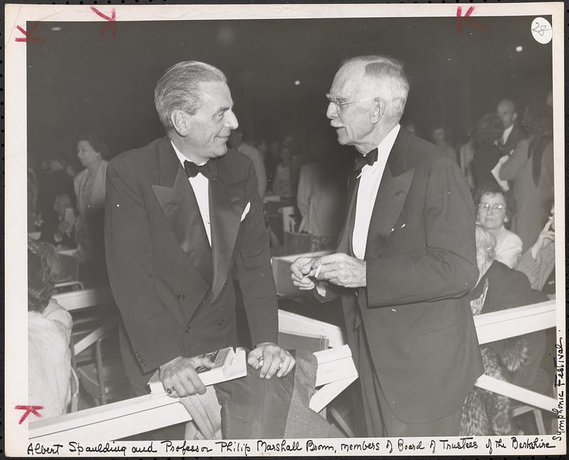 Albert Spaulding and Professor Phillip Marshall Brown, members of Board ...