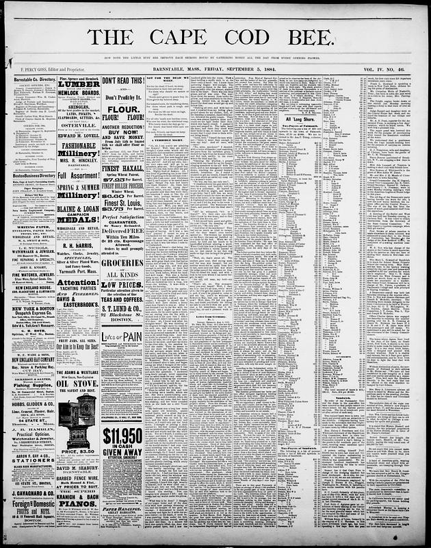 The Cape Cod Bee. September 05, 1884 - Digital Commonwealth