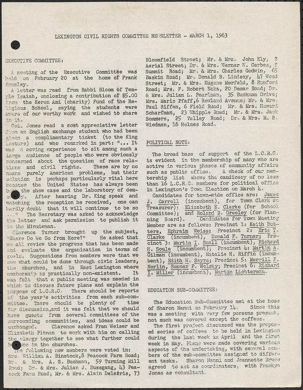 LCRC March 1963 Newsletter - Digital Commonwealth