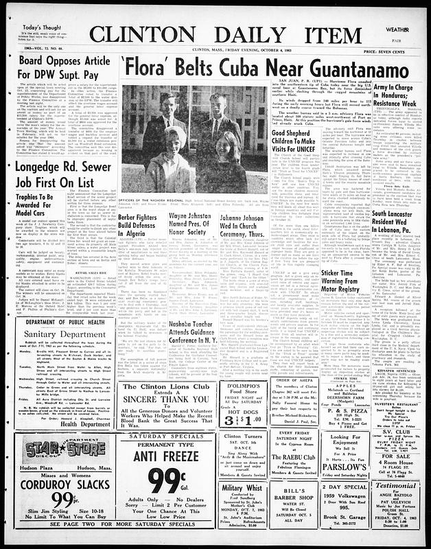 Clinton Daily Item. October 04, 1963 - Digital Commonwealth