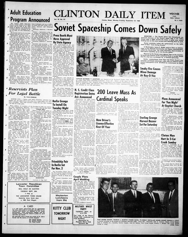 Clinton Daily Item. September 23, 1968 - Digital Commonwealth