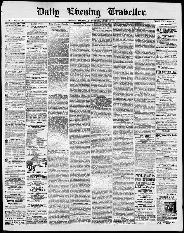 Daily Evening Traveller. June 14, 1855 - Digital Commonwealth