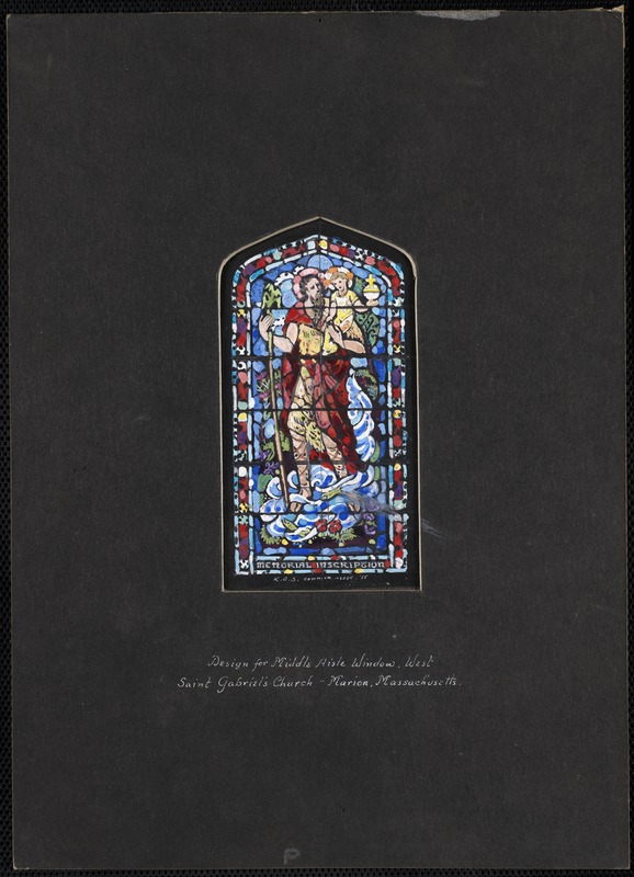 Design for middle aisle window, west, Saint Gabriel's Church, Marion ...