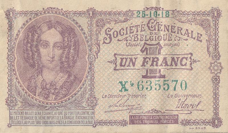Un franc, Belgian currency - Digital Commonwealth