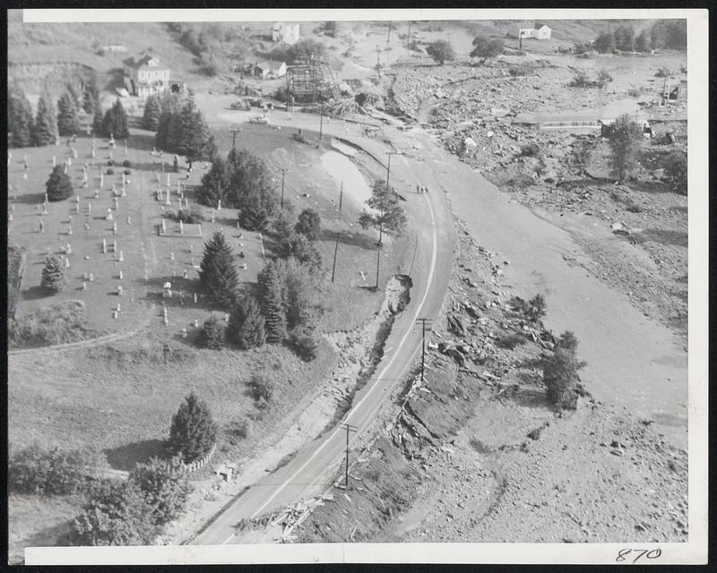 Main Highway Washed Out- This aerial view shows washed-out sections of ...