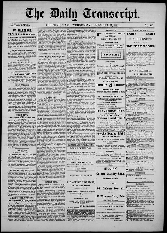 The Daily Transcript. December 27, 1882 - Digital Commonwealth