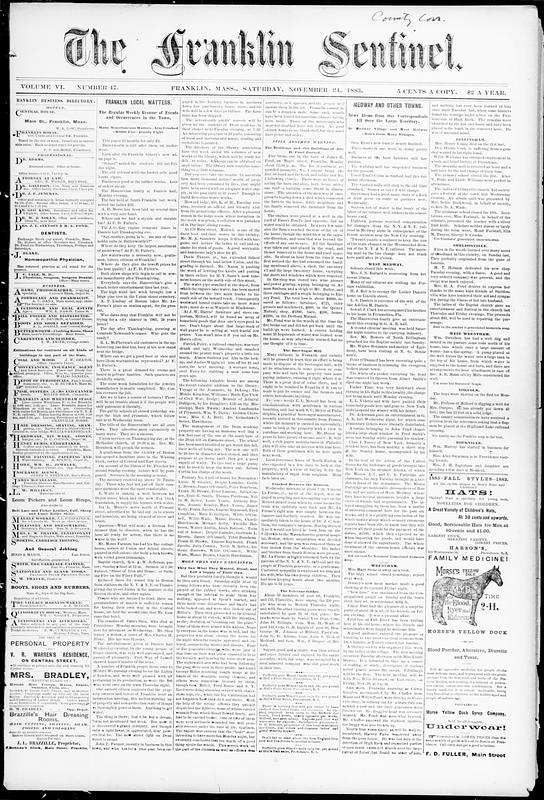 The Franklin Sentinel. November 24, 1883 - Digital Commonwealth
