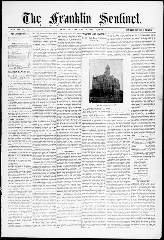 The Franklin Sentinel. June 19, 1896 - Digital Commonwealth