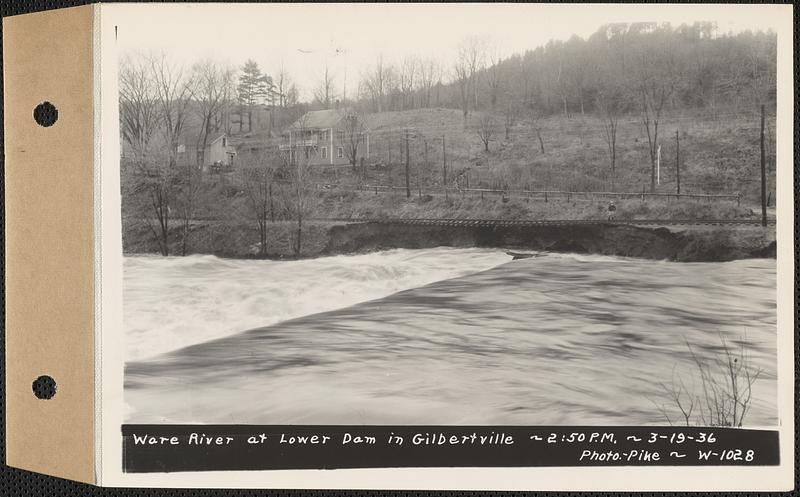 Ware River at lower dam, Gilbertville, Hardwick, Mass., 2:50 PM, Mar ...
