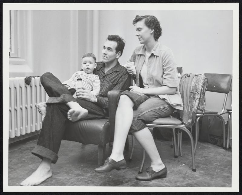 Evacuees at Fort Banks. John J. Couch holding son Jeffrey 14 mos ...