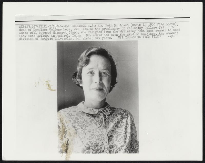 3/18/66 - New Brunswick, N.J. - Dr. Ruth M. Adams (shown in 1960 file ...