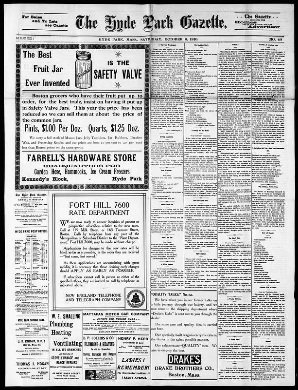The Hyde Park Gazette. October 08, 1910 - Digital Commonwealth